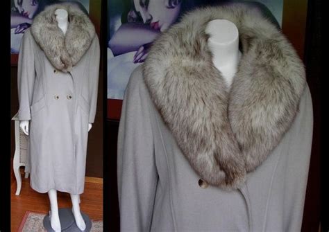 Amazing Vintage Pale Gray Wool Winter Coat Huge Silver Tipped Arctic