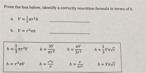 [solved] from the box below identify a correctly rewritten formula in