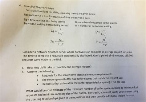 4 Queuing Theory Problem The Basic Equations For