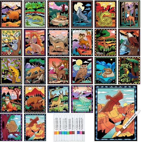 Zhanmai Pack Of 48 Velvet Coloring Posters And Watercolor