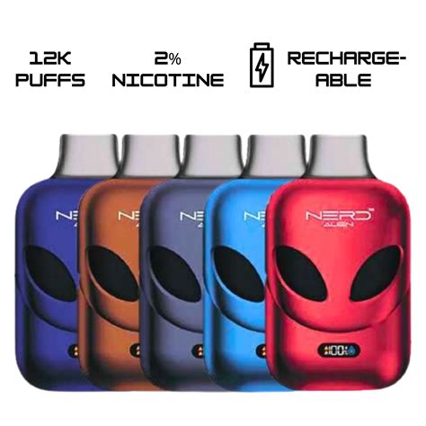 Nerd Alien 12000 Puffs Disposable Vape 2 20mg Nic 7 Flavors Puffae