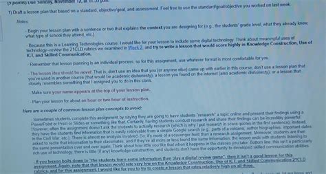 Solved Draft A Lesson Plan That Based On A Standard