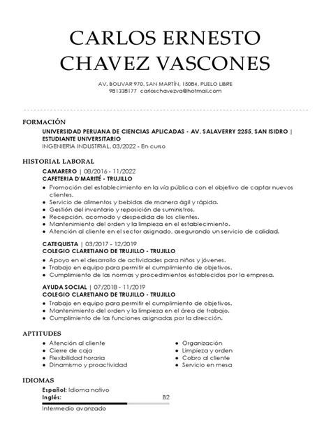 Carlos Ernesto Chavez Vascones Formación Pdf