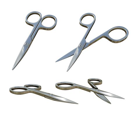 3d Rendering Of Shiny Clean Open And Close Silver Scissors From Multiple Angles Perspective