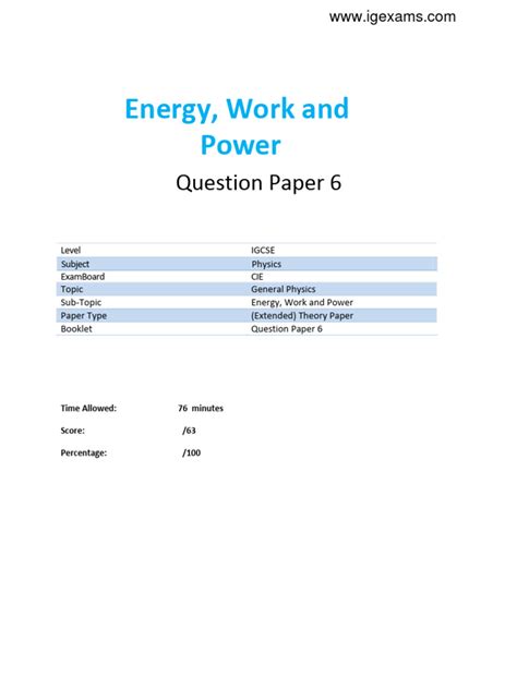 17 6 Energy Work Power Cie Igcse Physics Ext Theory Qp 2 Files Merged Pdf Potential Energy