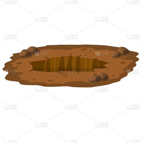 地上有个大洞。棕色的干燥土壤和矿山。沙漠景观元素。卡通插图图片山川河流图片图片素材 花瓣网