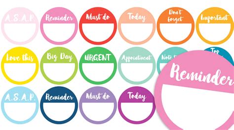 48 Free Printable Reminder Planner Stickers Rainbow Or Bandw Planner