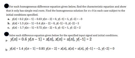 Solved For Each Homogeneous Difference Equation Given Below