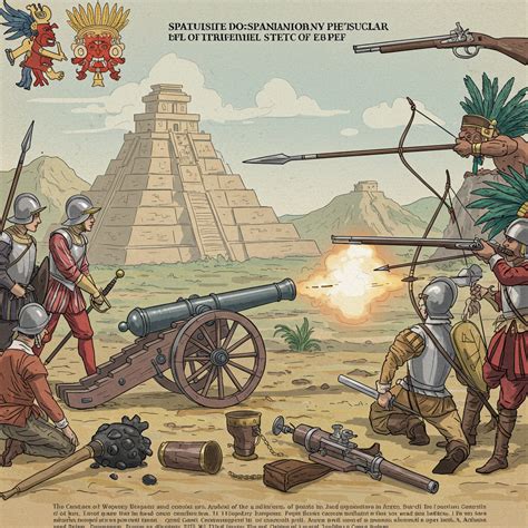 A Depiction Of The Spanish Conquest Of The Aztec Empire Showing