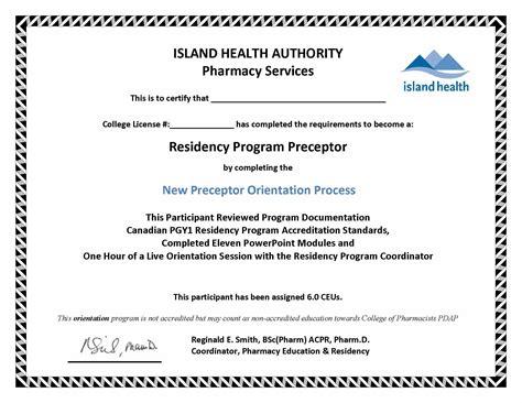 Requirements And Process For New Preceptors — Island Health Pharmacy Pgy1