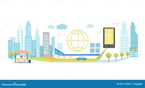 Smart Technology In Infrastructure Of City Stock Vector Illustration