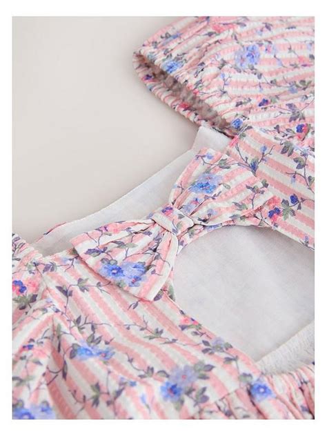 Laura Ashley Older Girls Stripe Floral Dress Pink Very