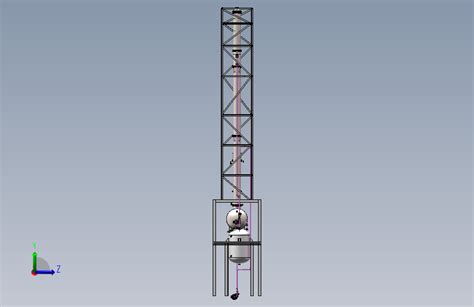 精馏塔装配体三维SW模型 SOLIDWORKS 模型图纸下载 懒石网