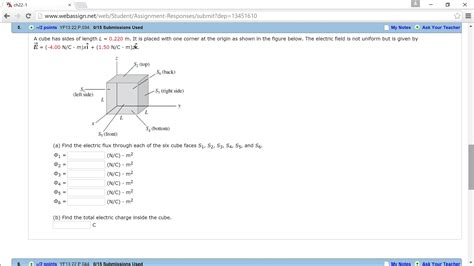 Solved A Cube Has Sides Of Length L 0 220 M It Is Placed