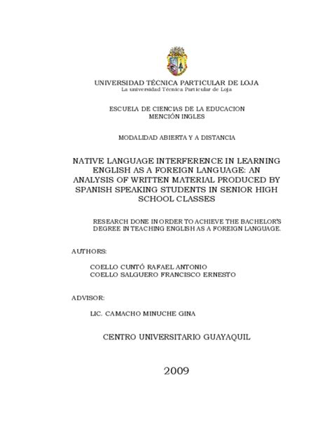 Pdf Native Language Interference In Learning English As Foreign