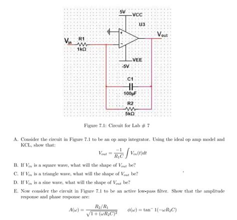 Solved Vcc Out R1 In Vee 5v Figure 7 1 Circuit For Lab