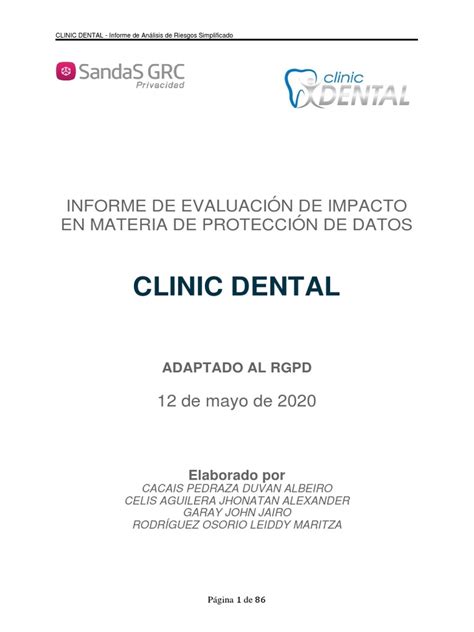 Informe Eipd Clinic Dental V2 Pdf Historial Médico Comercio