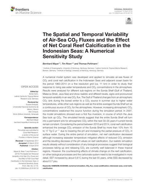 Pdf The Spatial And Temporal Variability Of Air Sea Co2 Fluxes And The Effect Of Net Coral