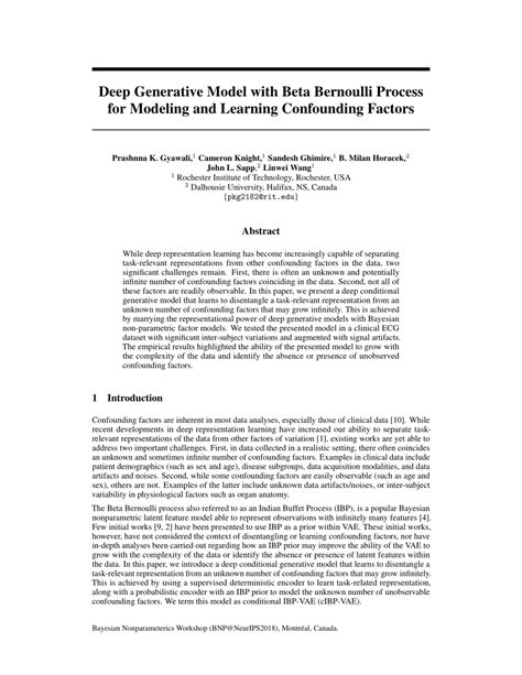 Pdf Deep Generative Model With Beta Bernoulli Process For Modeling And Learning Confounding