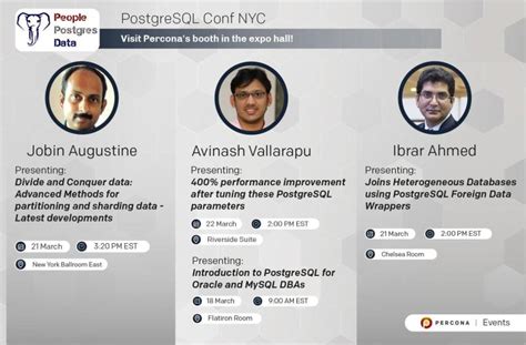 Percona On Linkedin Come Visit Percona Speakers At The Postgres Conference From March 18th