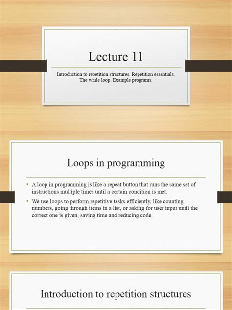 lecture 11 while do while pdf control flow computer programming