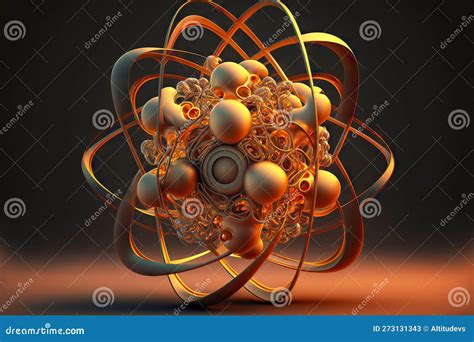 Volumetric Three Dimensional Model Atom Orbit With Protons And Neutrons