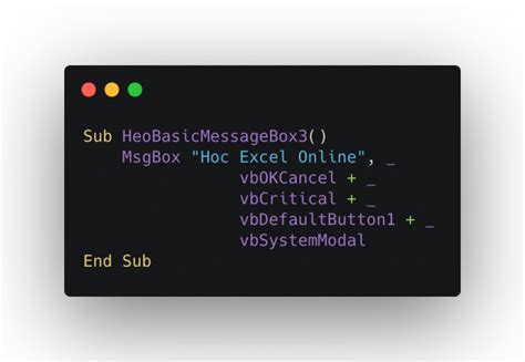 Sử dụng MsgBox trong Excel VBA hướng dẫn đầy đủ Học Excel Online