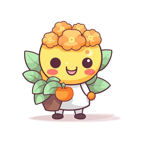 Premium Vector Cute Mascot For Florist Flower
