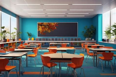 Classroom With Flexible Learning Spaces Premium Ai Generated Image
