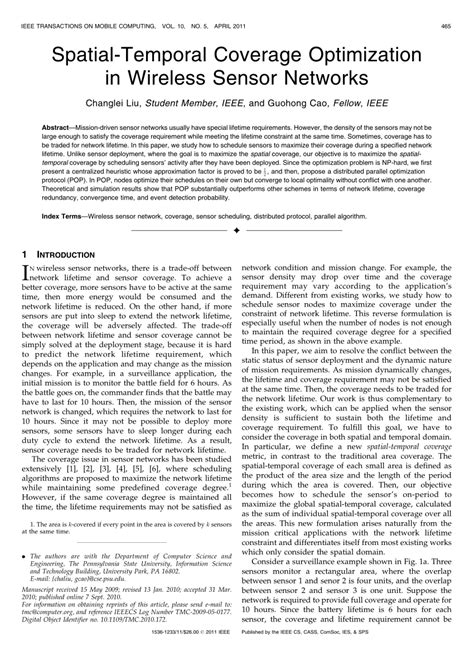 Pdf Spatial Temporal Coverage Optimization In Wireless Sensor Networks