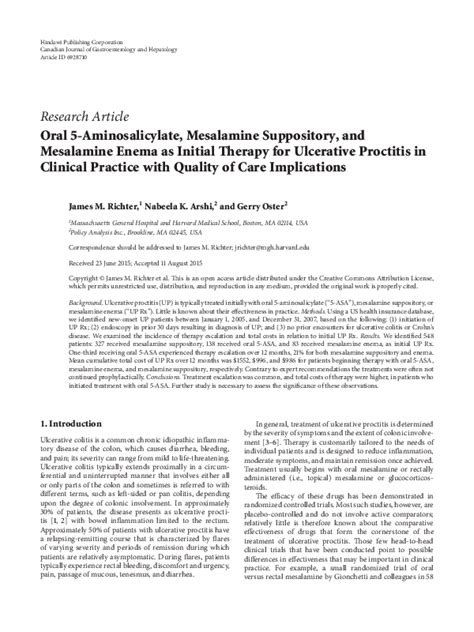 Pdf Oral 5 Aminosalicylate Mesalamine Suppository And Mesalamine Enema As Initial Therapy