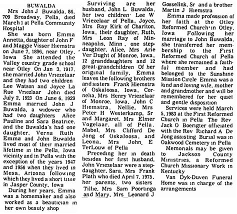Emma Annetta Hiemstra Vriezelaar Buwalda 1896 1983 Memorial Find A