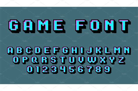 Pixel Art Alphabet Retro Video Game Graphic Objects ~ Creative Market