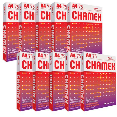 Papel Sulfite Chamex A4 75g Branco 210 X 297 10 Resmas 5000