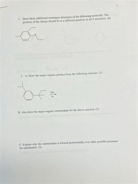 solved 1 draw three additional resonance structures of the