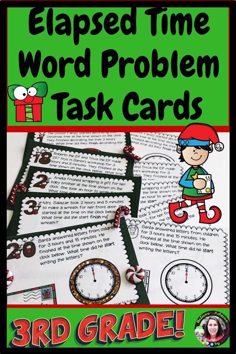 Christmas Elapsed Time Word Problem Task Cards 3md1 Time Word