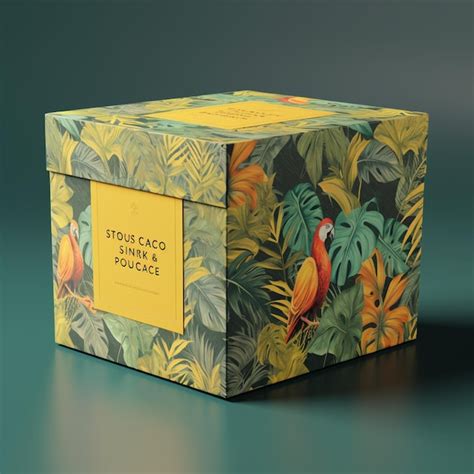 Premium Photo Square Box Packaging Mockup