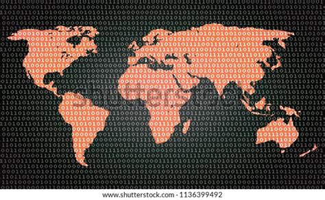 Digital World Map Binary Code Stock Vector Royalty Free Shutterstock