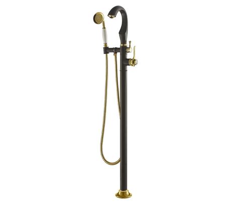 Luxury Black Matte And Gold Freestanding Bathtub Faucet Cairo Vesimi