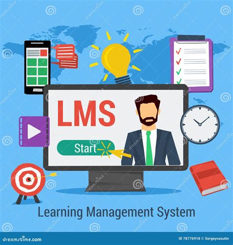 vector flat blue concept of lms stock vector illustration of flat