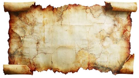Ancient Scroll Map Parchment Texture Isolated White Background Ancient Scroll Map Parchment Texture Isolated White Background