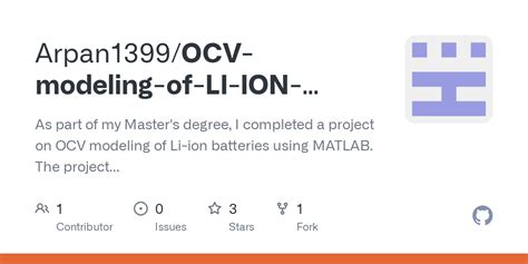 Github Arpan1399ocv Modeling Of Li Ion Battery As Part Of My Masters Degree I Completed A