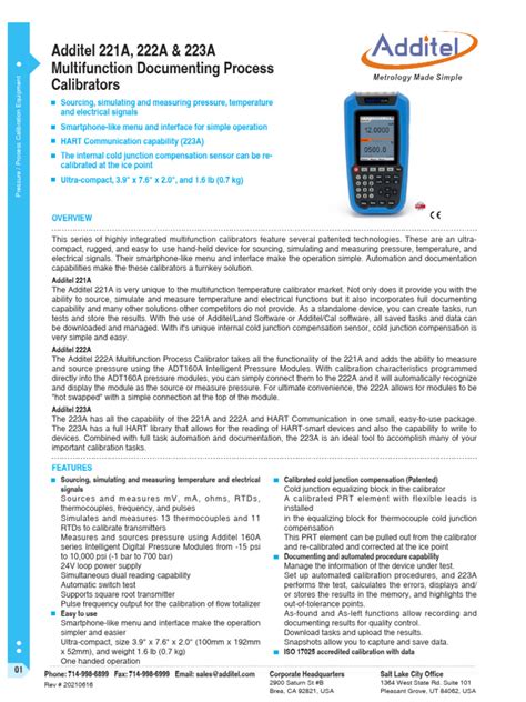 221a 222a 223a Multifunction Documenting Process Calibrators Pdf