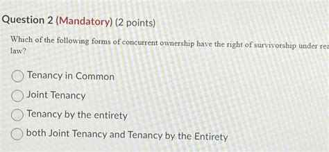 Solved Question 2 (Mandatory) (2 ﻿points)Which of the | Chegg.com