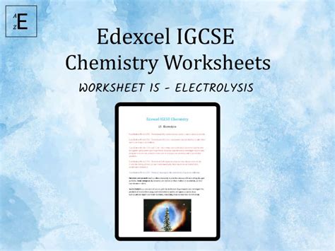 Edexcel Igcse Chemistry Worksheet 15 Electrolysis Teaching Resources