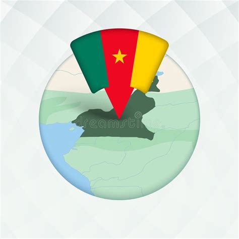 cameroon map highlighted with flag marker stock illustration