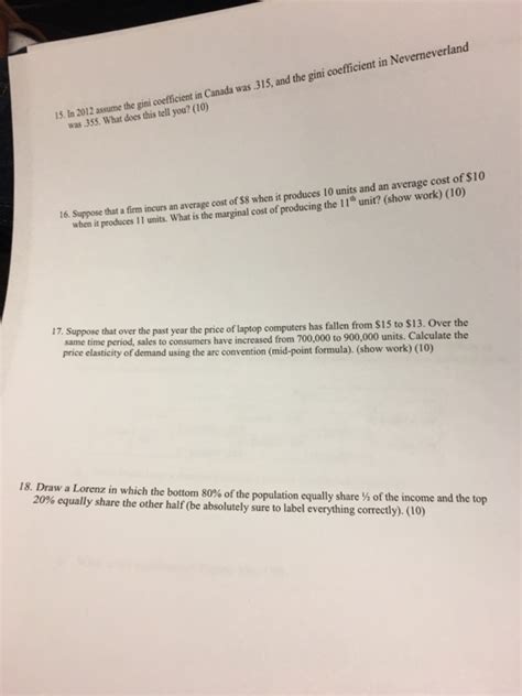 Solved In 2012 Assume The Gini Coefficient In Canada Was