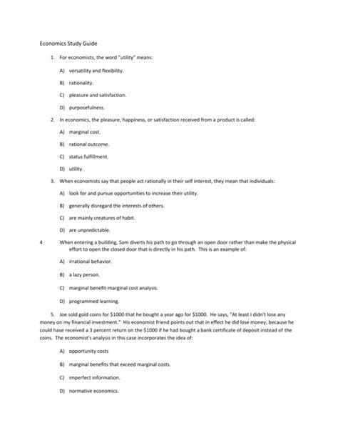 Economics Study Guide