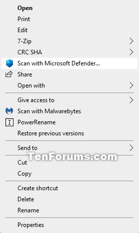 Add Or Remove Scan With Microsoft Defender Context Menu In Windows Tutorials