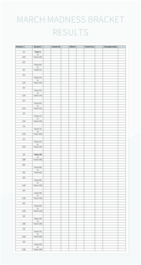 Unlock The Ultimate March Madness Experience With A Customizable Bracket Excel Template And